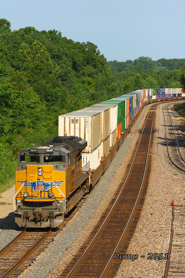 Westbound UP Intermodal Train DPU Locomotive